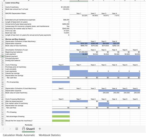 calculation mode automatic workbook statistics