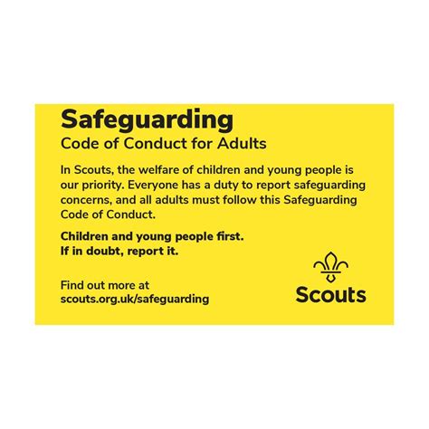 Scouts Yellow Card Safeguarding Code Of Conduct For Adults