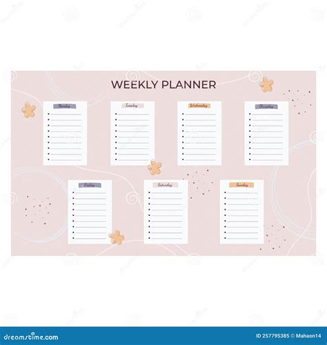 Vector Mano Dibujar Plantilla De Planificador Semanal Con Flores Y My