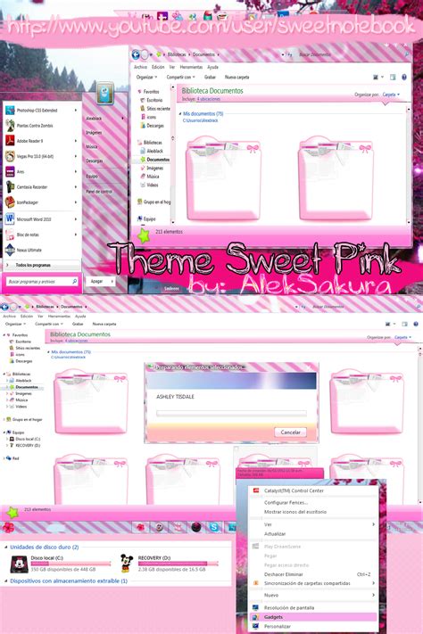 Sweet Pink Theme Windows 7 By Aleksakura On Deviantart
