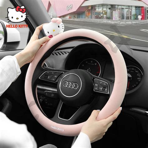 헬로키티 헬로키티 자동차 핸들커버 차량용 핸들커버 린넨소재 연핑크 귀여운 캐릭터 아반떼 새차선물 위시버킷