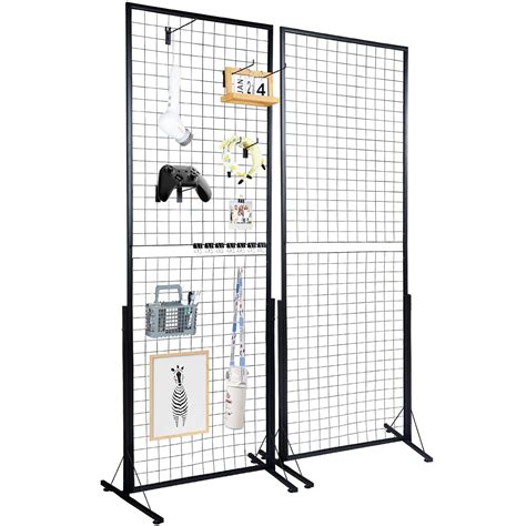 Vevor 2 X 5 6 Grid Wall Panels Tower 2 Packs Wire Gridwall Display Racks With T Base