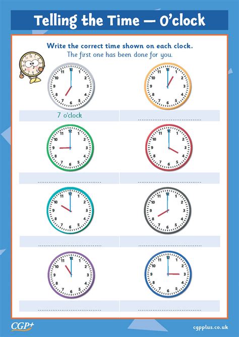 telling the time — oclock stretch year 1 cgp plus worksheets library