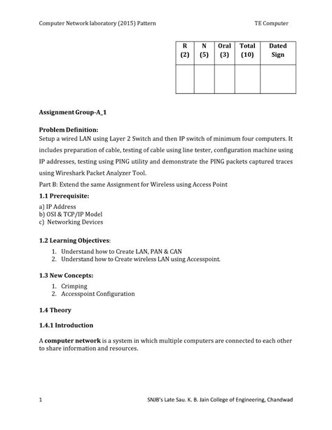 Cn Manual 1 Much Helpful Study Resources Assignment Group A