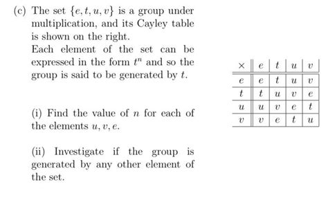 [solved] the set {e t u v} is a group under multiplication