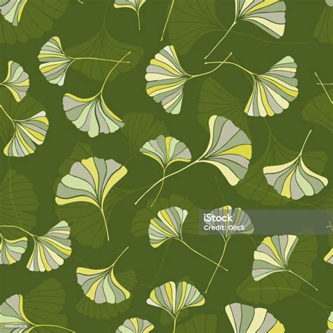 은행 나무의 매끄러운 패턴은 다양한 녹색 음영으로 나뭇잎을 남깁니다 0명에 대한 스톡 벡터 아트 및 기타 이미지 0명 꽃 식물 나무 Istock