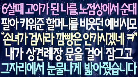 6살에 고아가 된 나를 노점에서 순대를 팔며 키워주신 할머니를 비웃었던 예비 시어머니가 상견례 자리에서 문을 잠그고 그 자리에서 울며 밟아줬습니다 Youtube