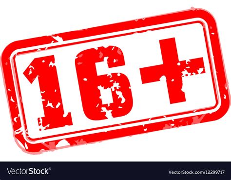 16 plus rubber stamp Royalty Free Vector Image