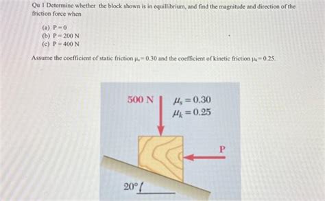Solved Qu 1 Determine Whether The Block Shown Is In Chegg Com