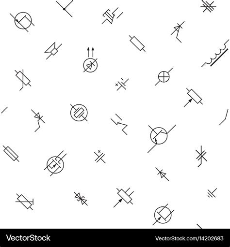 Black And White Electronics Circuit Components Vector Image