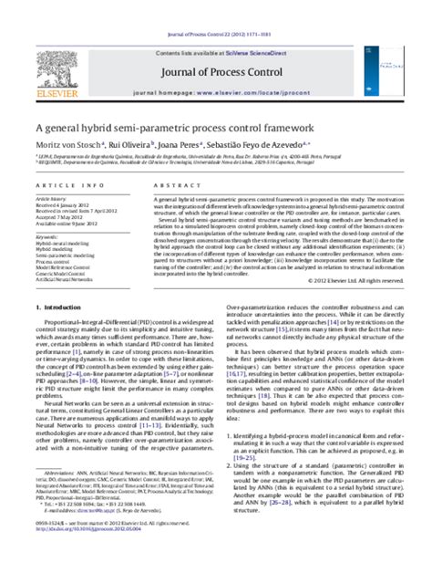 Pdf A General Hybrid Semi Parametric Process Control Framework Sebastião Azevedo