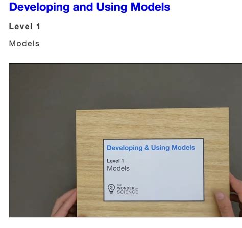 Developing And Using Models Level 1 Models — The Wonder Of Science