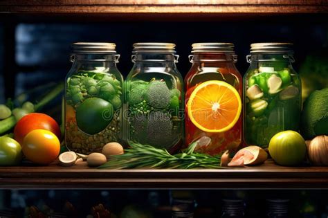 Colorful Array Of Locally Sourced Organic Produce And Assorted Jars