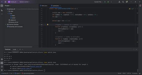A Confusing Exception Out Of Bound Error In Java While Solving A Spiral