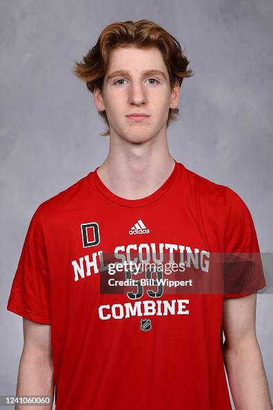 Sam Rinzel Poses For A Headshot At The 2022 Nhl Scouting Combine On