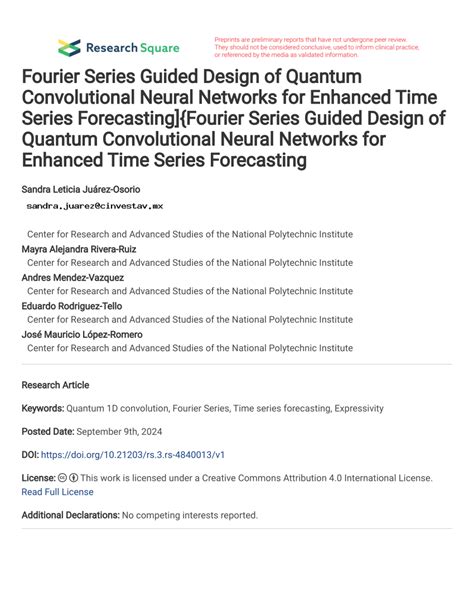 Pdf Fourier Series Guided Design Of Quantum Convolutional Neural Networks For Enhanced Time