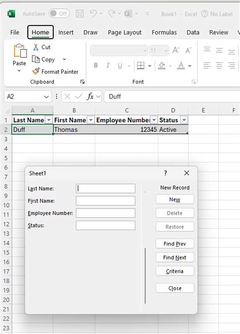 Using A Data Entry Form In Microsoft Excel One Minute Office Magic