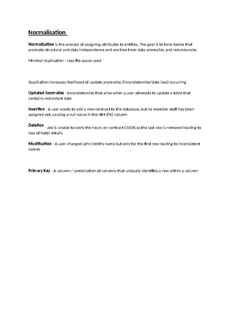 Normalisation Data And Info Normalisation Normalisation Is The Process Of Assigning