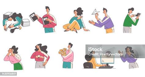 비즈니스 사람들 사무원 캐릭터 관리자 개념 격리 된 세트 컬렉션 벡터 그래픽 디자인 요소 일러스트 레이 션 개념에 대한 스톡 벡터 아트 및 기타 이미지 Istock