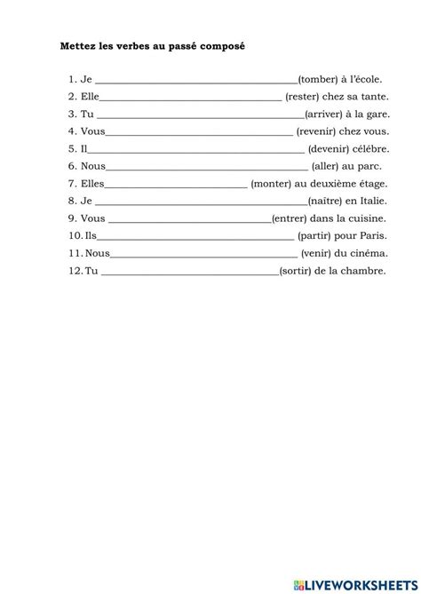Passe Compose A Free Interactive Worksheets 1658865