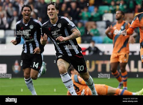 Udineses Nicolo Zaniolo Celebrates After Scoring His Sides Openingg