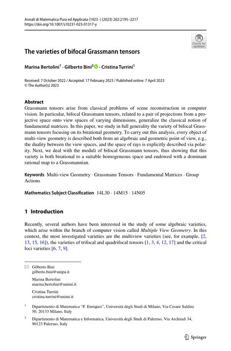 pdf the varieties of bifocal grassmann tensors