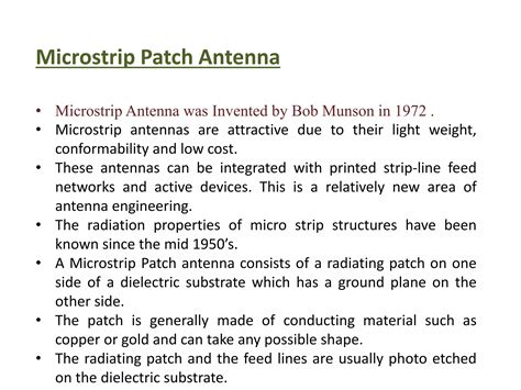 Microstrip Rectangular Patch Antenna Pptx