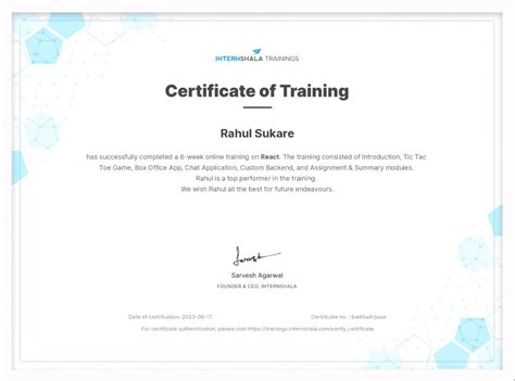 Rahul Sukare On Linkedin React Training Internshala