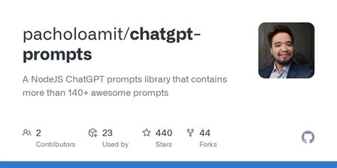 Github Pacholoamitchatgpt Prompts A Nodejs Chatgpt Prompts Library That Contains More Than