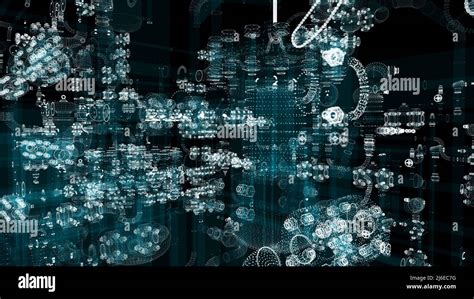 Particle Hologram Industrial Equipment Valves Pipes And Sensors Stock