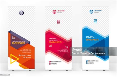 광고 배너 롤업 프리젠 테이션 표지 전시회 거리 광고를위한 휴대용 배너 컨퍼런스 및 세미나배너를위한 현대적인 디자인 옵션 세트 0명에 대한 스톡 벡터 아트 및 기타 이미지