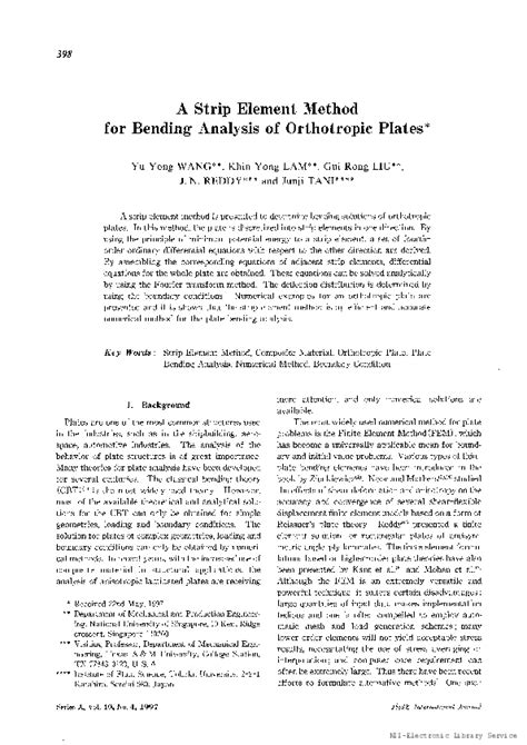 Pdf A Strip Element Method For Bending Analysis Of Orthotropic Plates