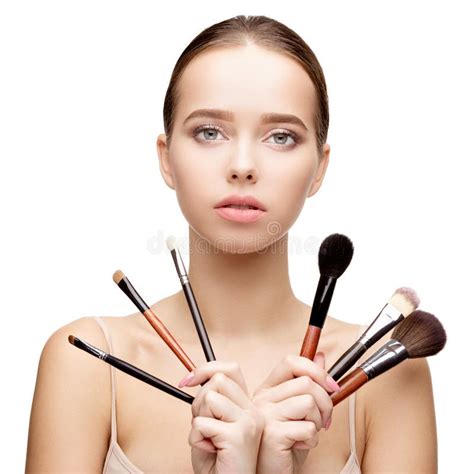 Bella Joven Mujer Con Piel Limpia Y Fresca Aislada De Fondo Blanco Imagen De Archivo Imagen De