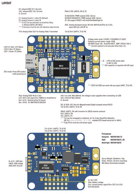 Matek Flight Controller F405 Te Pdbblackboxosdbarometer Ardupilot
