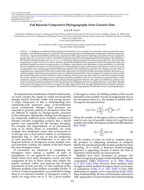 Pdf Full Bayesian Comparative Phylogeography From Genomic Data