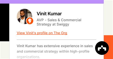 Vinit Kumar Avp Sales And Commercial Strategy At Swiggy The Org