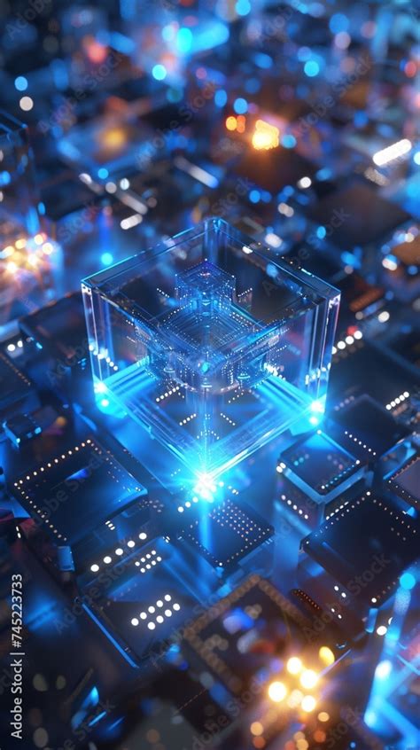 Quantum Computing Concept Visualized With A Blue Qubit Structure