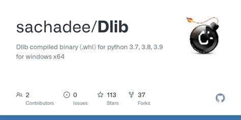 Github Sachadeedlib Dlib Compiled Binary Whl For Python 37 38