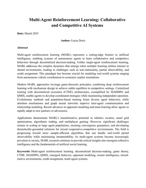 PDF Multi Agent Reinforcement Learning Collaborative And Competitive AI Systems