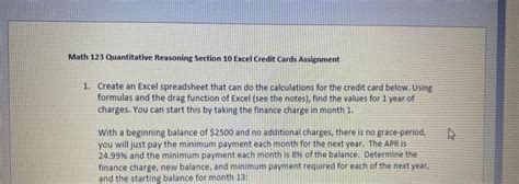 Solved Lath 123 Quantitative Reasoning Section 10 Excel