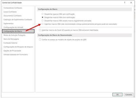 Habilitar Macro No Excel Permitindo A Execução De Macros