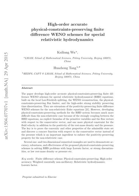 pdf high order accurate physical constraints preserving finite