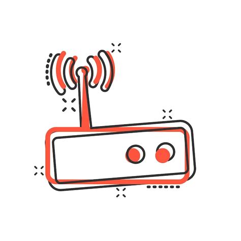 만화 스타일의 Wifi 라우터 아이콘 격리 된 흰색 배경에 광대역 만화 벡터 일러스트 레이 션 인터넷 연결 시작 효과 비즈니스