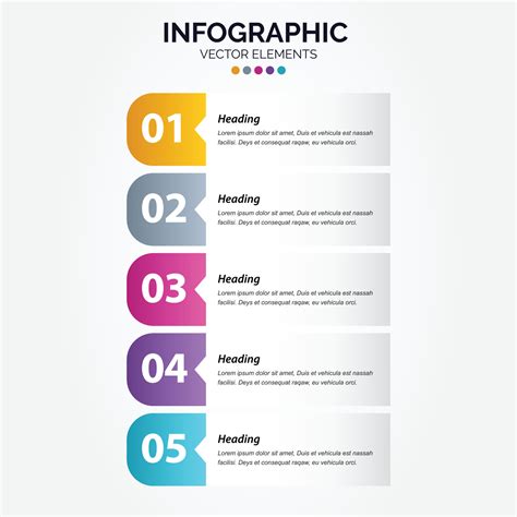Five Paper White Overlapping Arrows Placed In Vertical Row Concept Of 5 Successive Steps Of