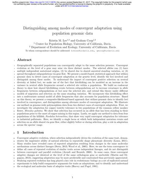 Pdf Distinguishing Among Modes Of Convergent Adaptation Using