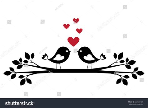 Силуэт милых влюбленных птиц Стильная открытка стоковая векторная