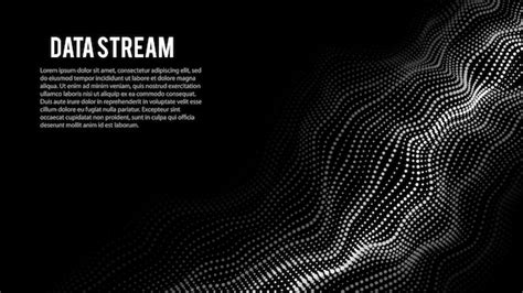 Premium Vector Big Data Stream Abstract Wave With Moving Dots Flow Of Particles Vector Cyber