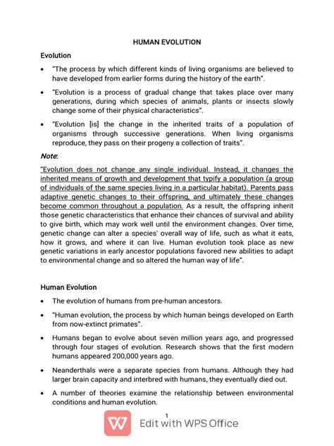 Human Evolution For 100 Level 1 Pdf Homo Evolution