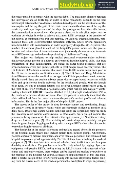 A Uhf Radio Frequency Identification Rfid System For Healthcare