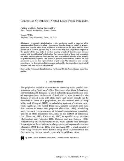 Pdf Generation Of Efficient Nested Loops From Polyhedra